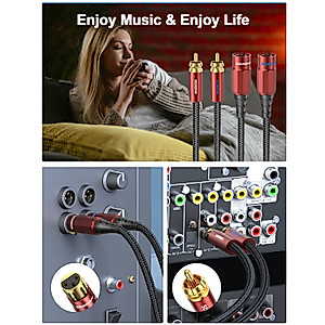 SOUNDFAM RCA to XLR Female Cable 10 Feet, 2 RCA Male to 2 XLR Female Phono Cable Adapter, Balanced 3pin XLR to Unbalanced RCA Speaker Cable for Amplifier Mixer Microphone - Wine Red…