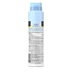 Neutrogena Ultra Sheer Body Mist Sunscreen Spray Broad Spectrum SPF 70, Lightweight, Non-Greasy & Water Resistant, Oil-Free & Non-Comedogenic UVA/UVB Sunscreen Mist, 5 oz (Pack of 3)