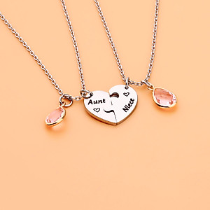 UJIMS Aunt and Niece Heart Matching Necklace Set Auntie Niece Jewelry for Her Niece Birthday Gift Aunt Gift from Niece Nephew (Auntie Niece Necklace)