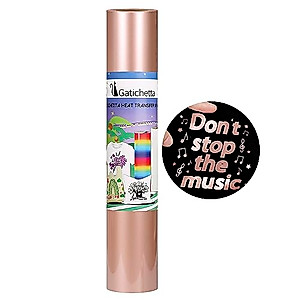 Gatichetta Pearl Metallic Foil Heat Transfer Vinyl Roll, 12" x 6FT Matte Metallic Pearlescent Iron On Vinyl Heat Press for -Shirts, Fabric, DIY Designs, Rose Gold