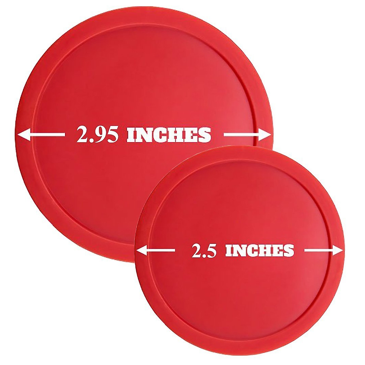 Qtimal Home Standard Air Hockey Paddles and 2 Size Pucks, Small Size for Kids, Large Size for Adult, Great Goal Handles Pushers Replacement Accessories for Game Tables (2 Striker, 6 Puck Pack)