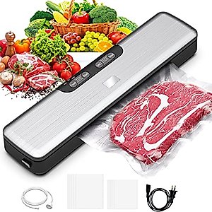Fully Automatic Food Sealer Dry/Wet Silver Vacuum Sealer with 10 Vacuum Seal Bags and 1 Suction Hose (vacuum sealer)