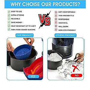 8.5-inch Reusable Silicone air Fryer from Heat-Resistant. Round Silicone Pot for Air Fryer Oven Accessories, (Blue + Red)