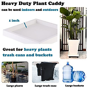 3 Pack Square Plant Caddy with Wheels Rolling Plant Stand with Wheels 12 Inch Plant Dolly Heavy Duty Large Potted Plant Mover with Casters for Indoor and Outdoor, White
