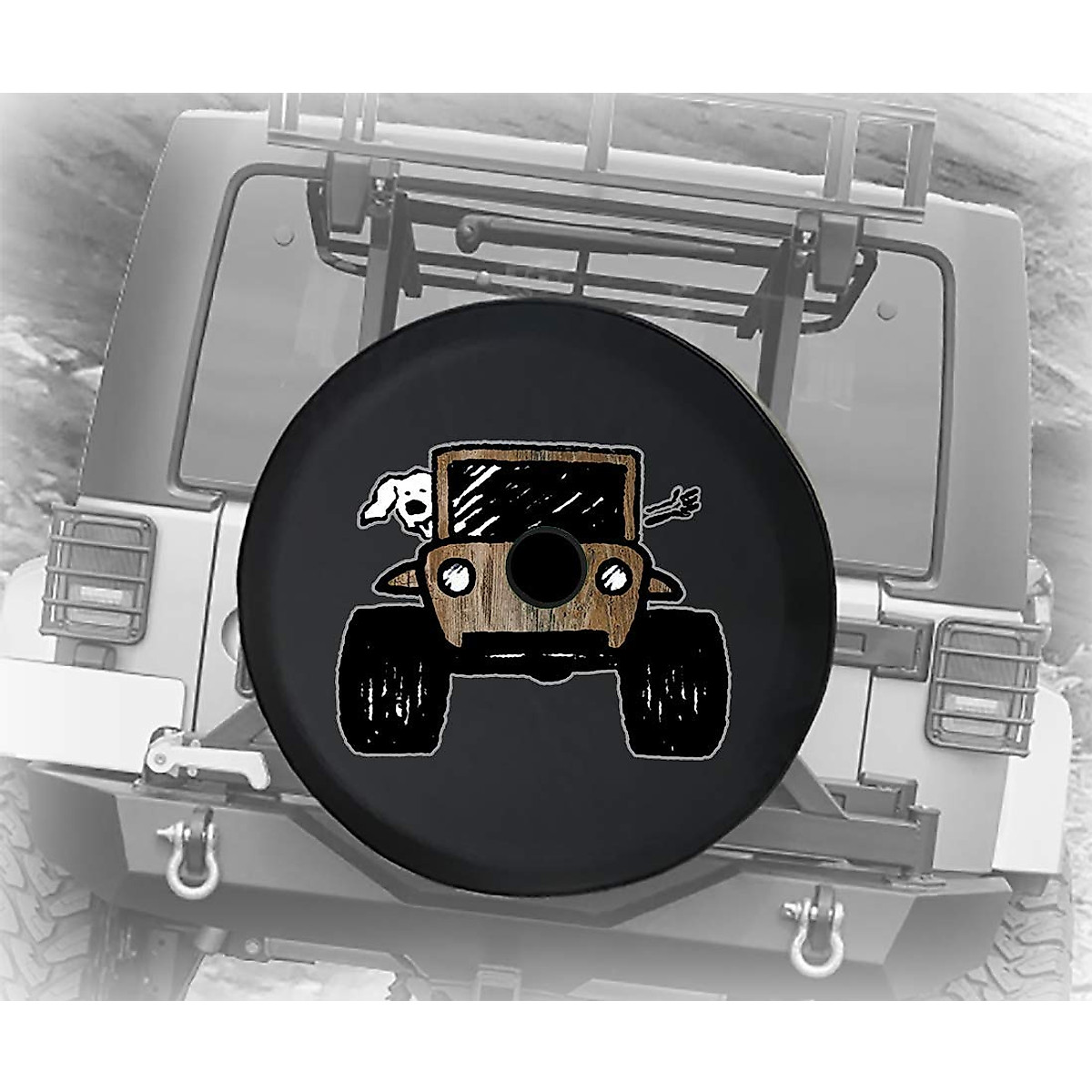 Spare Tire Cover Paw Prints Wood Barn Distressed Country fits 2018 2019 2020 JL Accessories with Backup Camera 32 Inch Backup Camera