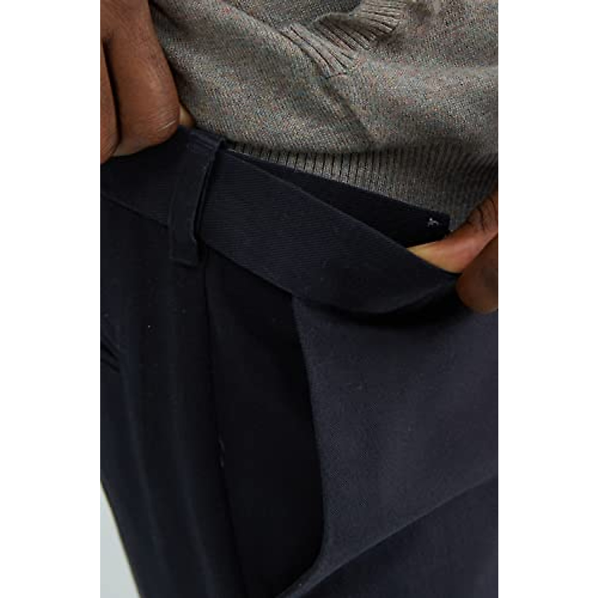 Haggar mens Work to Weekend Hidden Expandable Waist No Iron Flat Front casual pants, Black, 32 US