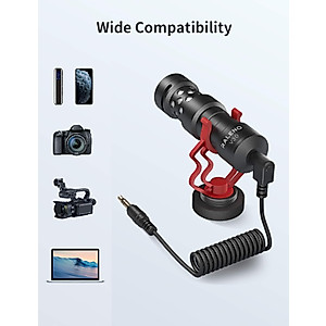 RALENO Camera Microphone. Cardioid Microphone Suitable for Smartphone, Sony, Canon and Nikon, Used for Indoor Shots, interviews, vlog Radio. Friendly to Video Producers, Youtubers
