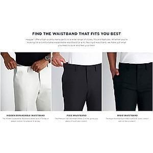 Haggar mens Eclo Stria Expandable-waist Pleat-front dress pants, Khaki, 38W x 32L US