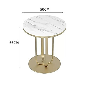 CZDYUF Sofa Side Table Small Coffee Table Rock Slab Small Round Table Living Room Sideboard Small Household Coffee Table (Color : Gray, Size : 55 * 50cm)