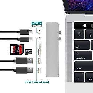 7-in-1 Dual Type-C Hub Multiport Card Reader Adapter HDMI for MacBook Pro