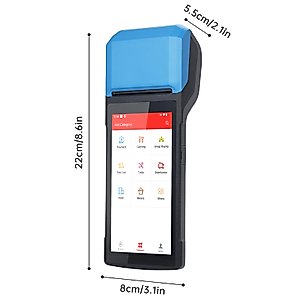 Handheld Android 13.0 POS PDA Terminal Support 1D Barcode Scanner 2D Barcode Scanning 4G BT Communication with 5.5 Inch Touchscreen 58mm Width Thermal Label Printing for Supermarket Restaurant