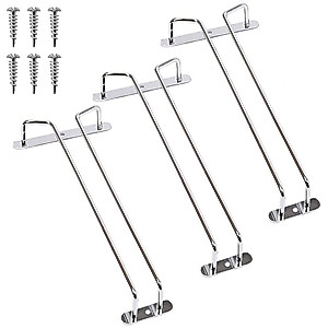 Junvaia 3 Pack Wine Glass Rack, Under Cabinet Wine Glass Holder, 10.6" Stemware Rack Hanging Wine Rack Anti-rust Chrome Plating Metal Organizer Glasses Storage for Bar Kitchen Wine Rack Under Cabinet