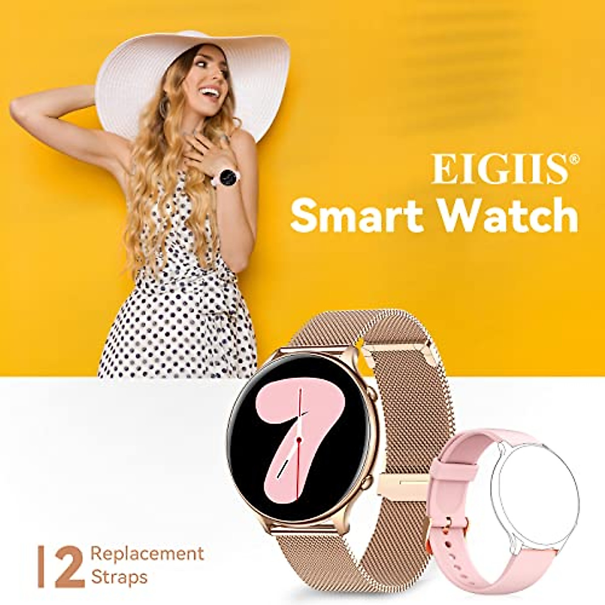 EIGIIS Smart Watch for Men Women Waterproof Fitness Tracker Watch with Heart Rate Blood Oxygen Monitoring Smartwatch Compatible with iPhone Android Phones