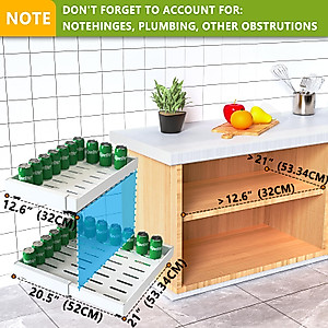 2 Pack Pull Out Cabinet Organizer 21" Deep Expandable Slide Out Drawer Organizers,No Drill Pull Out Drawers Adhesive with Nano Compatible Framed Cabinets Shelves For Kitchen Pantry Adjustable Width