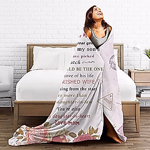 CHUSHYAR Mothers Day Birthday Gifts for Daughter in Law, Daughter in Law Gifts,Gifts for Daughter in Law Birthday, Daughter in Law from Mom，Cosy and Soft Throw Blanket 60" x 50"
