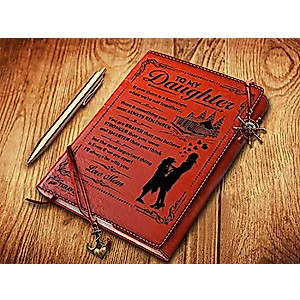 To My Daughter Leather Writing Journal from Mom - Christmas Gift Ideas 2019 - Drawing Sketch Book Travel Diary Refillable Notebook Birthday Wedding Graduation Back to School Gift from Mom to Daughter