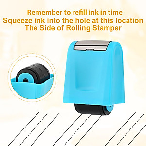 2pcs Dashed Handwriting Lines Practice Roller Stamps Self Inking Dotted Line Rolling Stamp Teacher Stamps for Students Kids Classroom Office Home Handwriting Practice (Yellow, Blue)
