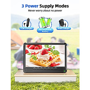 DESOBRY 11.5" Portable TV with Antenna Atsc Tune, 10.5" HD IPS Screen Rechargeable Mini TV Portable with Dual Speaker Stand, Support HDMI USB RCA Input, Small TV for Kitchen Camping Car