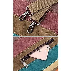 SNUG STAR Canvas Handbag Multi-Color Striped Lattice Cross Body Shoulder Purse Bag Tote-Handbag for Women