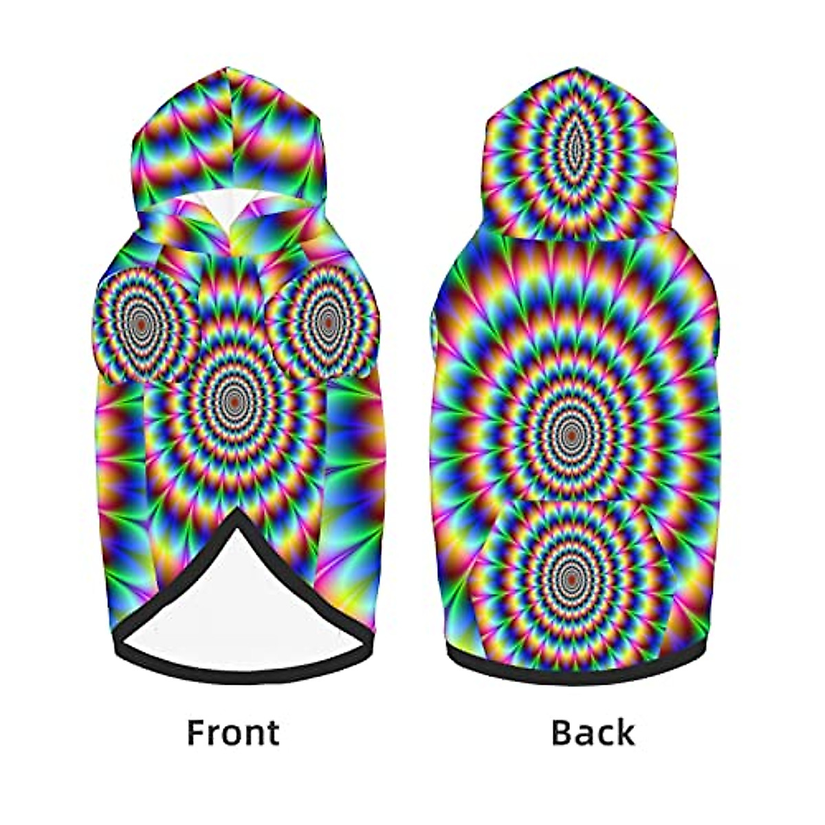 Large Dog Hoodie Rainbow-Spin-Psychedelic Pet Clothes Sweater with Hat Soft Cat Outfit Coat Large