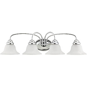 Modern and Sleek 30.5 Inch 4-Light Polished Chrome Bathroom Vanity Light Fixture with Elegant White Alabaster Glass Shade – Illuminate Your Space with Style!