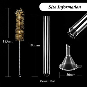 Weewooday 20 Pieces Plastic Test Tubes with Cork Stoppers and 2 Funnels, 1 Brush for Halloween Science Party, Christmas Candy Bath Salt Storage Containers (15 x 100 mm, 10 ml)