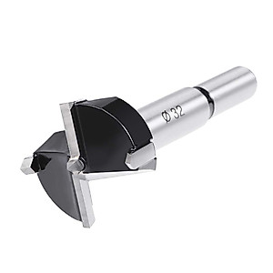 uxcell Forstner Drill Bits 32mm, Tungsten Carbide Wood Hole Saw Auger Opener, Woodworking Hinge Hole Drilling Boring Bit Cutter (Black, Silver Tone)