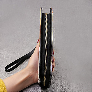 a266XDKSJK Personalized Photo Wallet Women Leather Wallet Clutch Wallet with Wristlet handbag Coin Purse Card package best gift for women（Black Double Side）