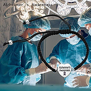 CHOORO Alzheimer's Ribbon Adjustable Bracelet Purple Ribbon Jewelry Alzheimer's Awareness Ribbon Jewelry (Alzheimer's BR)