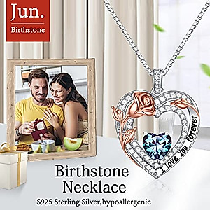 Iefil Anniversary Birthday Gifts for Women, Sterling Silver Birthstone Necklace Jewelry Mothers Day Christmas Gifts for Women Valentines Day Gifts for Her Daughter June Birthstone Alexandrite Jewelry