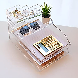 EXPUTRAN Acrylic Calculator with Stand, Battery and Solar Hybrid Powered Basic Calculator 12-Digit LCD Display,Home Office Desktop Accessories(Gold)