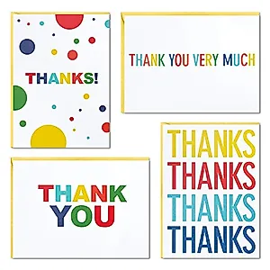 Hallmark Thank You Cards Assortment, Primary Colors (48 Thank You Notes for Kids and Adults)