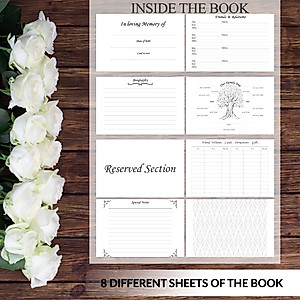 Lacunas Store Rose Floral Funeral Guest Book 9 X 7 in Loving Memory and Celebration of Life Memorial Sign in