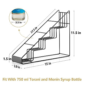 kimilus Coffee Syrup Rack for Coffee Bar Accessories, Fits with Torani and Monin Syrup, Coffee Bar Organizer Holds 4 Bottles