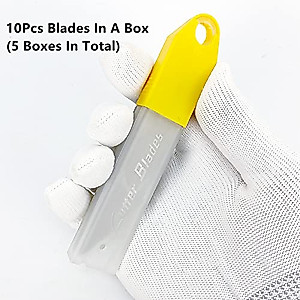 Umaki 18mm Knife Blades 0.5mm Thick Retractable Utility Knife Blades, 50pcs Hard Carbon Steel Snap Off Blades For Car Vinyl Wrap Window Film Tinting Wallpaper Installation