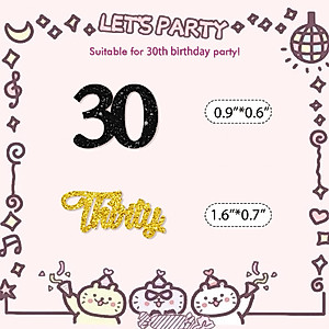 Set of 100 Happy 30th Birthday Confetti, Gold Glitter Thirty Paper Scatter, 30th Birthday Party Decorations, 30 Smash Cake Decor, Happy 20th Anniversary Party Decor