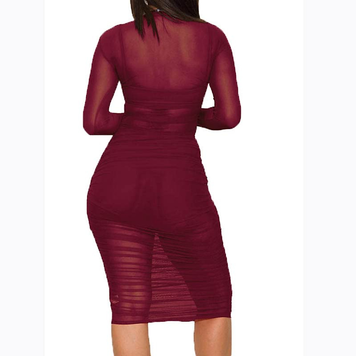 Superfine 4-Way Stretch Net Fabric Nylon Spandex Power Mesh, Pre-Cut 5 Yards Long 60" Wide, Lightweight Sheer (Wine Red)