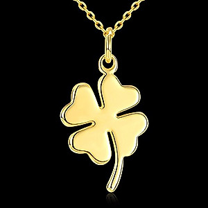 Greendou Fashion Jewelry 18K Gold Cute Four-Leaf Clover Lucky Adjustable Pendant Necklace