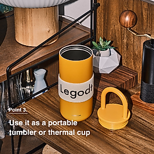 Odense Legodt Loop Tumbler 20oz with Lid and Handle - Insulated Tumbler with Leak-Resistant Lid - Double Stainless Steel Travel Coffee Mug, Water Bottle, Keeps Drinks Hot or Cold(Vanilla Cream)