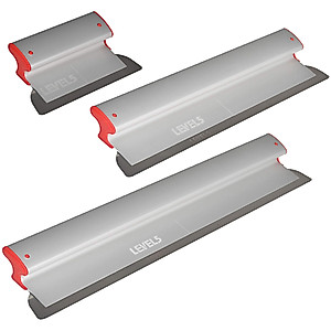 LEVEL5 Drywall Skimming Blade Set | 10, 24 & 32 Inch Skimming Blades | Ergonomic Aluminum Body | Replaceable 0.3mm German Stainless Steel Blade | for Smoothing Walls and Ceilings | 5-444