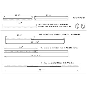 Window Security Bars Adjustable Lock bar Sliding Door Child Safety Extendable (16.6'' to 44'') for Windows, White