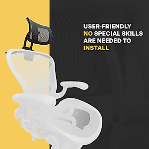 ERGOKING Headrest Compatible with Herman Miller Aeron Remastered Fully Adjustable Height & Tilt, Removable Coat Hanger Graphite Frame, Graphite Mesh