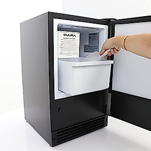 DUURA DCIM15C Crescent Ice Maker Front-Venting for Countertop or Built-in Use No Drain Line Needed, 18-Inches Wide, 15-Lb., Metallic
