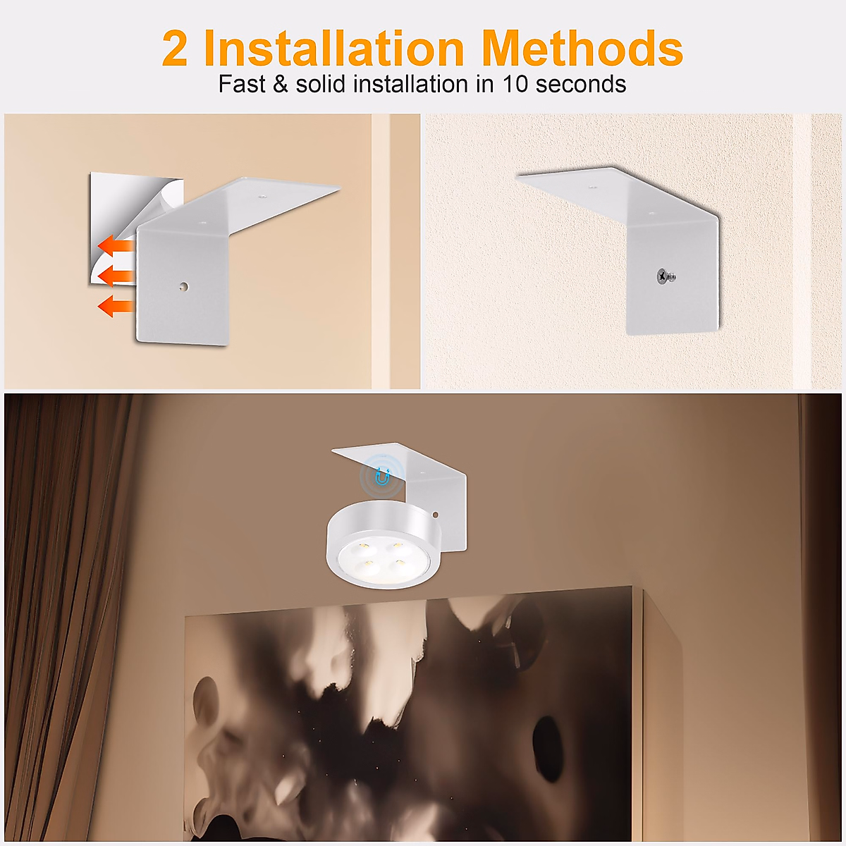 3Pcs Picture Light Battery Operated, Wireless Led Painting Light with Remote Dimmable and Timer, 3 Lighting Modes Art Display Light for Picture Frame Artworking Portrait, Wall Decorative Puck Lights