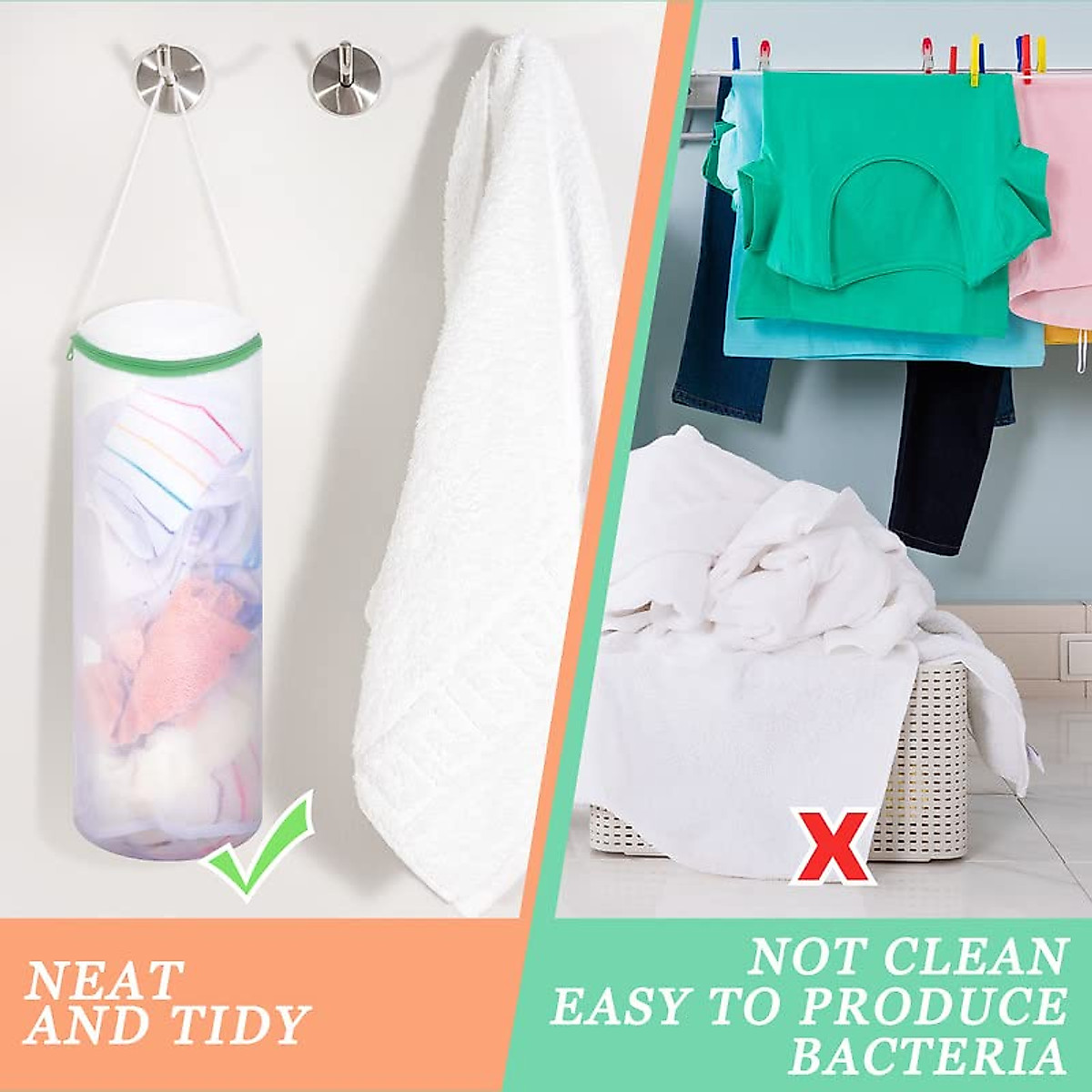 Socks Mesh Wash Bag Hanging Mesh Laundry Bag with Zipper Sock Laundry Bag for Washing Lingerie Bag Underwear Washing Bags for Clothes Bras Dorm Home(3 Pieces)