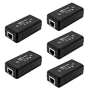 ThePoEstore 5-Pack PoE Extender PoE Repeater,1 Port Supported，10/100Mbps，15.4W Comply with IEEE 802.3af，Power Over Ethernet Switch for Security PoE Camera Over Cat5/Cat6