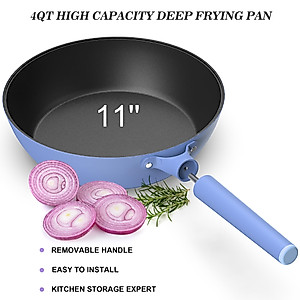 imarku Non Stick Frying Pans, 11 inch All-in-One Frying Pans Nonstick with Lid, Healthy Cookware Chef's Pan, 4-Quart Capacity Saute Fry Pan, Suitable for All Stove, PFAS&PFOA Free