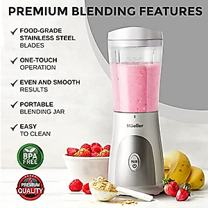 Mueller Ultra Bullet Personal Blender for Shakes and Smoothies with 15 Oz Travel Cup and Lid, Juices, Baby Food, Heavy-Duty Portable Blender & Food Processor, White