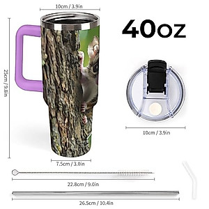 Australia Cute Sugar Glider Insulated Tumbler with Lid And Straw Stainless Steel Travel Coffee Mug 40oz Violet-style
