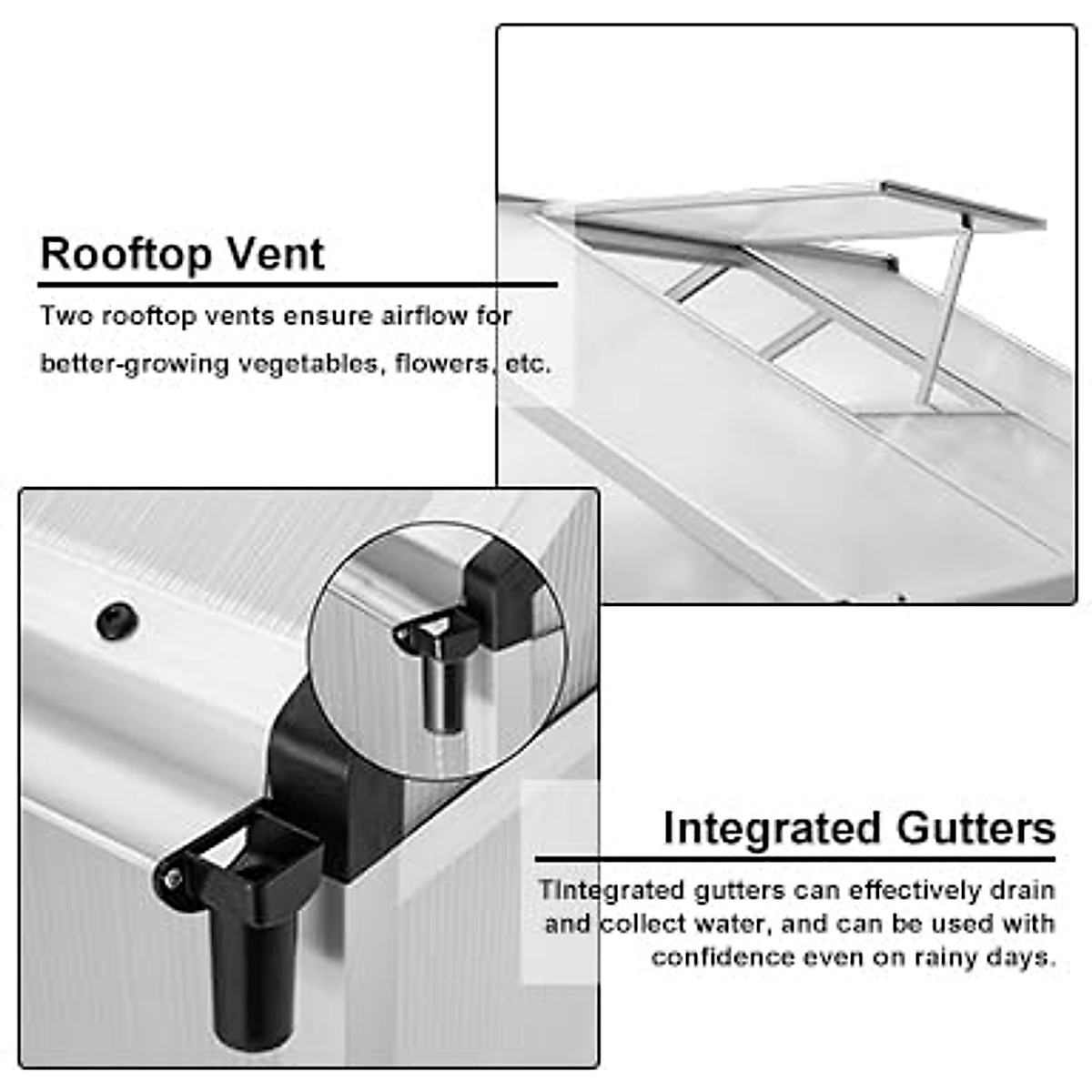 6x10 FT Greenhouse for Outdoors, Polycarbonate Greenhouse with Quick Setup Structure and Roof Vent, Aluminum Large Walk-in Greenhouse for Outside Garden Backyard, Silver